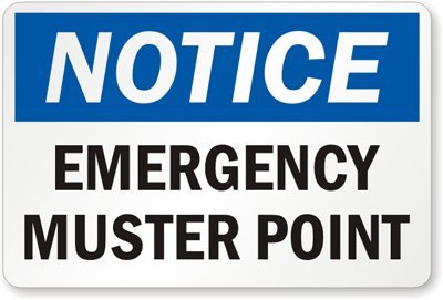 Emergency Muster Point, Heavy-Duty Aluminum Sign, 18" x 12": Industrial ...