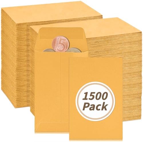 Amazon.com : 1500 Pack Small Coin Envelope Gold Kraft Money Envelope ...