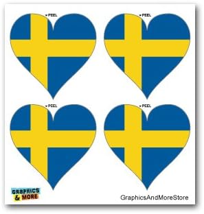 Amazon.com - GRAPHICS & MORE Sweden Swedish Flag Heart - Set of 4 ...