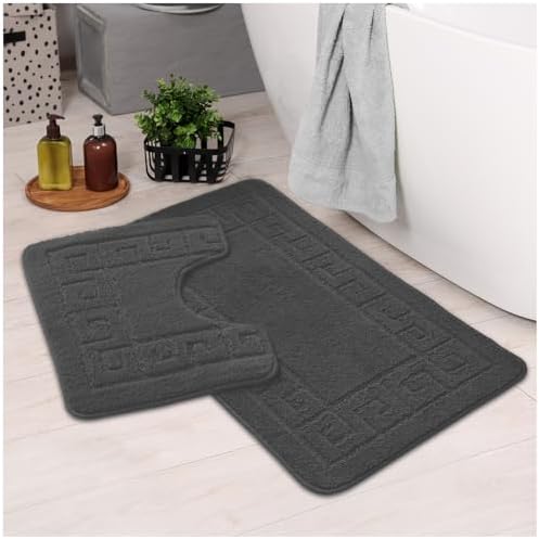 GC GAVENO CAVAILIA Greek Key Pattern Bath Mats 2 Piece Sets Non Slip ...