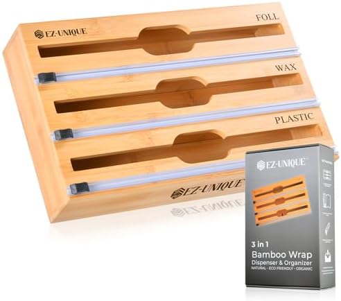 Amazon.com - Bamboo 3 in 1 Wrap Organizer With Cutter For ALuminum Foil ...