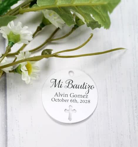 Amazon.com: Mi Bautizo Tags - Round Custom Baptism Favor Tags - 20pc ...