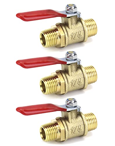 Snapklik.com : Ball Valve, 3 Pcs 1/4 Heavy Duty Brass Ball Valve Shut ...