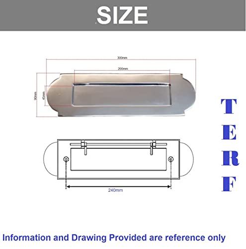 TERF 300mm X 90mm Traditional Type Letter Plate Polished Chrome 300mm X ...