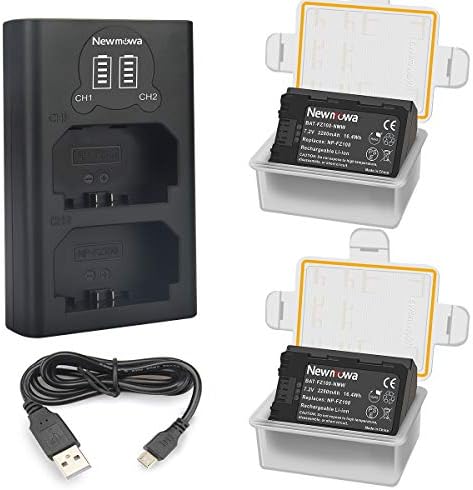 NP-FZ100 Newmowa Batería de Repuesto (2-Pack) y Kit de Cargador Doble para USB portátil para ...