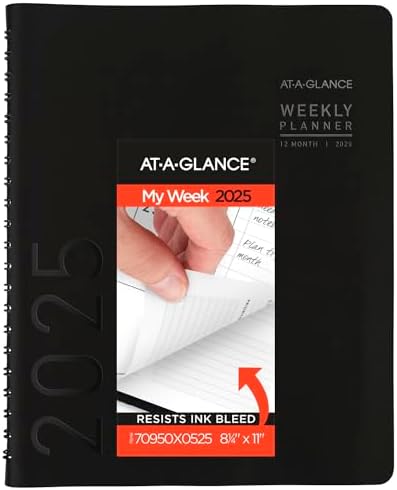 AT-A-GLANCE 2025 Appointment Book Planner, Weekly & Monthly, 8-1/4" x 11", Large, Half-Hourly ...