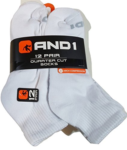 12 PAIRS AND1 White Quarter Cut Socks Mens Size 6-12.5 And 1 | Amazon ...
