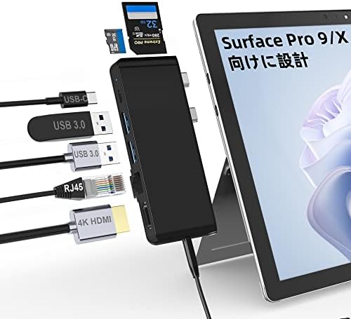 Amazon | Surface Pro 9 ハブ 8-in-2 拡張 マルチポート 4K HDMI + USB C Thunderbolt ...