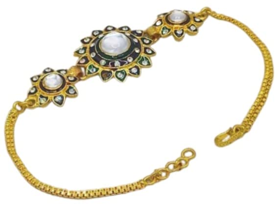 Buy Traditional gold plated bajuband/armlets/vaki stone and green ...