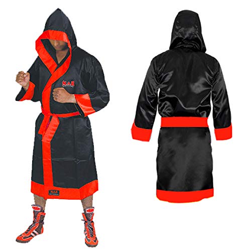 Buy Boxing/Kickboxing/Thai Boxing Robe/Gown with Hood - Black and Red ...