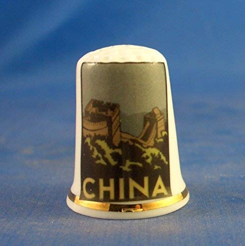 Porcelain China Collectible Thimble - Travel Poster Guernsey - With