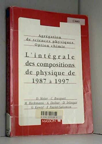 Agrégation de sciences physiques : Option chimie: L'intégrale des ...