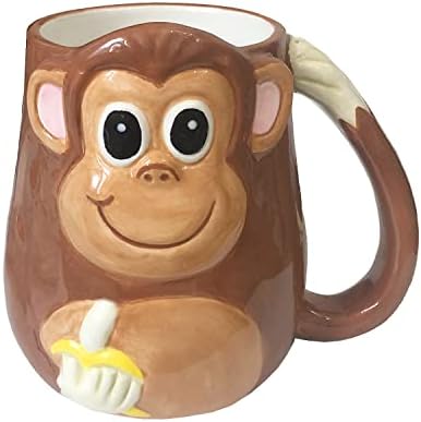 Amazon.com | Ceramic Mug Monkey Relief Coffee Mug Animal Hand Draw ...