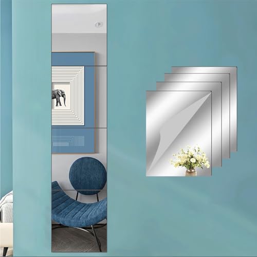 Bosdontek Self Adhesive Mirror Tiles, Acrylic Mirror Sheets Stick on ...
