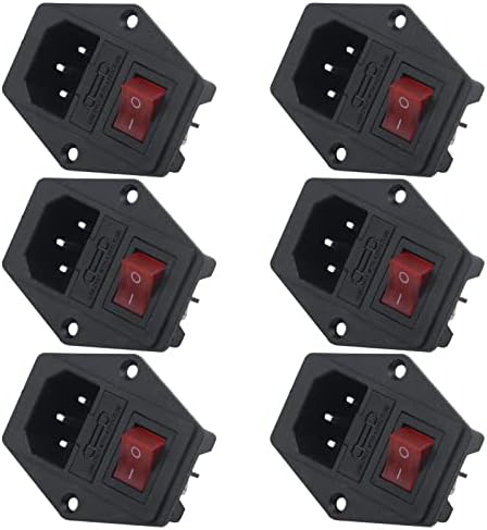 Amazon.com: 3 Pin IEC320 C14 Inlet Male Plug Power Socket Red Light ...