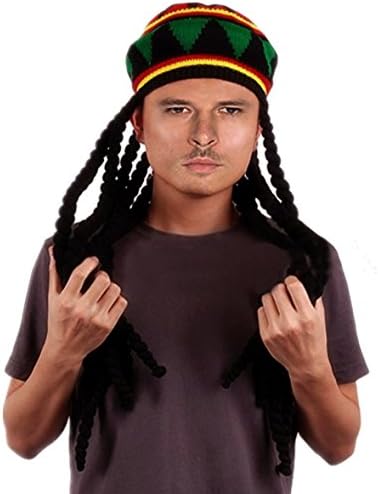 Amazon.com: Tigerdoe Rasta Hat with Dreadlocks - 4 Pc Set - Stoner ...