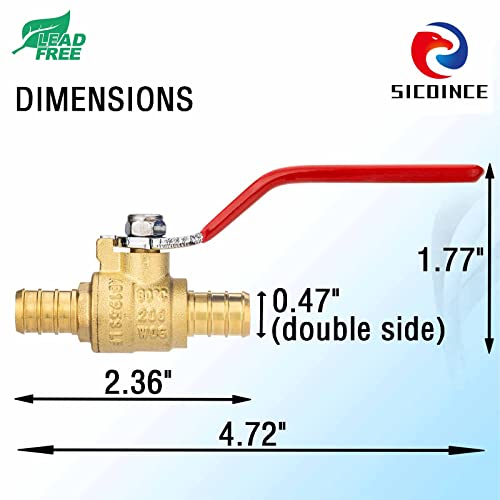 (10 Pack) sicoince 1/2 Pex Ball Valve 1/2 Pex Shut Off Valve Pex ...