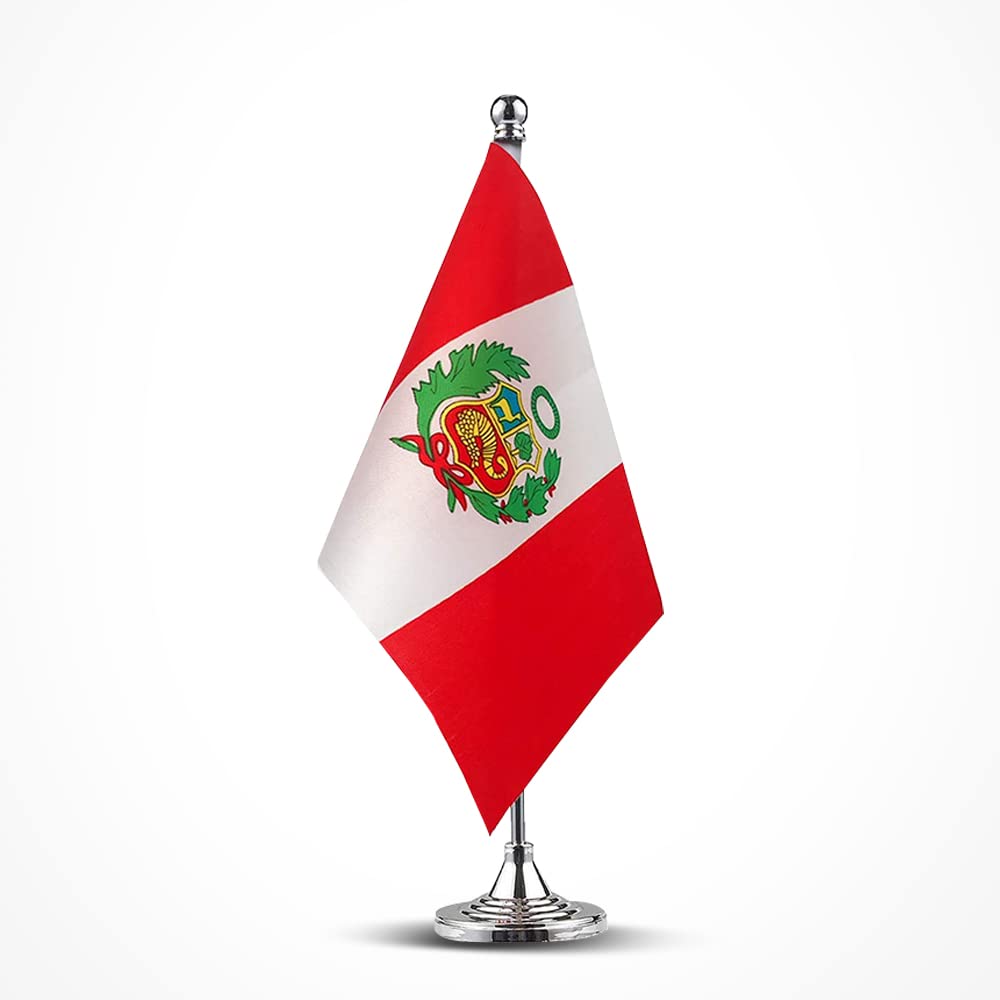 Amazon.com: Peru Flag Peruvian Table Desk Small Mini Flags Decorations ...
