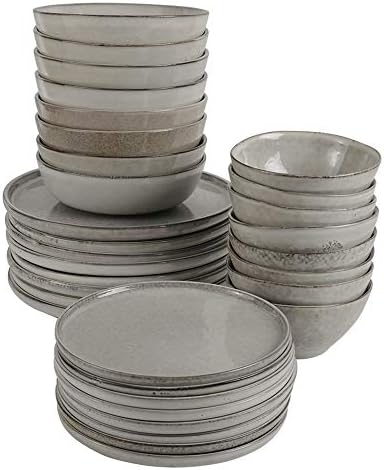 Amazon.de: ProCook Oslo Rim Tafelservice - Steinzeug - 32-teilig - mit ...