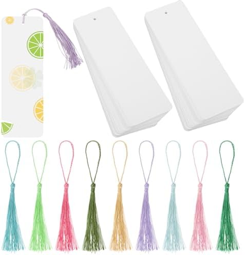 Amazon.com: 80Pcs Kraft Paper Bookmarks White Cardstock Bookmarks Bulk ...