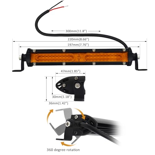 Snapklik.com : Ultra Slim Single Row Yellow LED Offroad Lights Bar ...