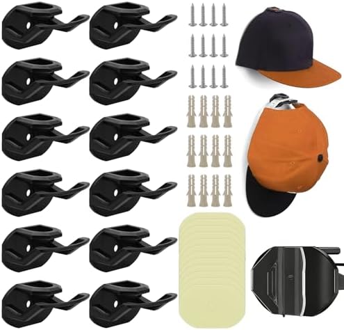 HZOUHONG Pack of 12 Cap Holders, Cap Holder Wall Self-Adhesive, Cap ...