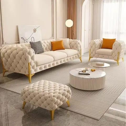 ZARA TRADING COMPANY Classic 3+1+1 Puffy 4 Seater Sofa Set Luxury ...