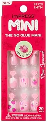 Amazon.com: Kiss Impress No Glue Mani Press On Nails, Mini, 'Berry Cute ...