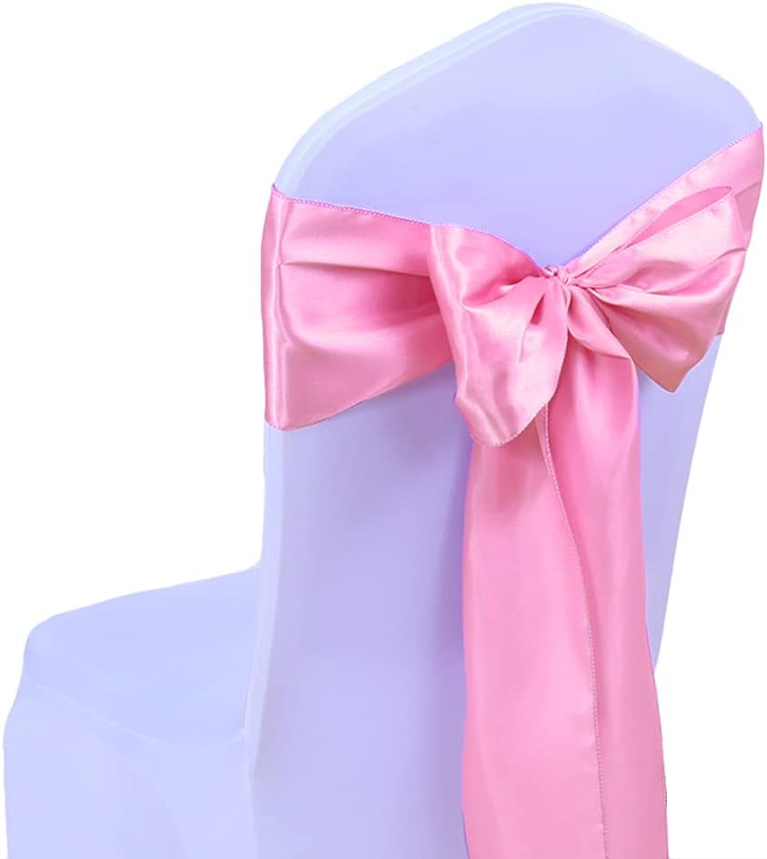 Amazon.com: SINSSOWL 50 Pink Chair Sashes Satin Chair Bows for Wedding ...