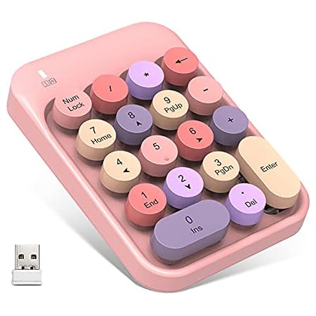 Amazon.com: Seaciyan Wireless Number Pad, Ergonomic Cute Colorful Retro ...