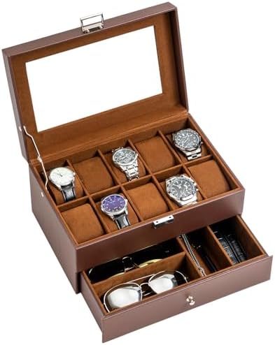 Amazon.com: BEWISHOME Watch Box for Men Luxury Watch Organizer Faux ...