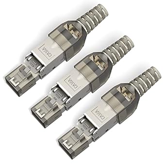 VCELINK Toolless RJ45 CAT6A Connector, Shielded Tool Free Plug for CAT6A CAT7 Network Cable ...