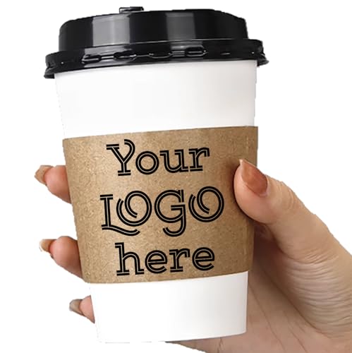 Amazon.com: 50 Custom Coffee Sleeves Hot Paper Cups Kraft Paper Coffee ...