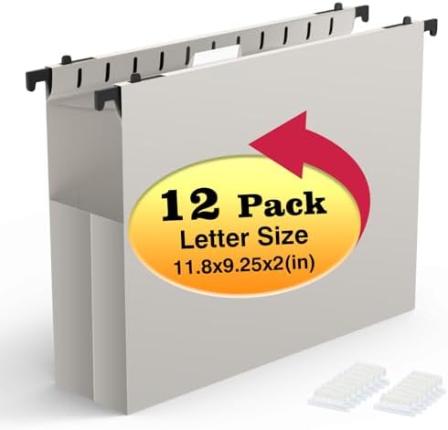 Hanging File Holder Plastic Extra Capacity Hanging File Folder,12 Pack ...