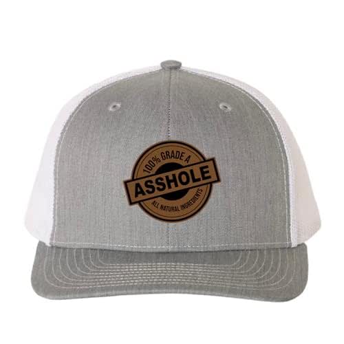 Amazon.com: 100% Grade A Asshole Leather Patch Hat, Certified Asshole Cap, Funny Crude Humor Hat ...