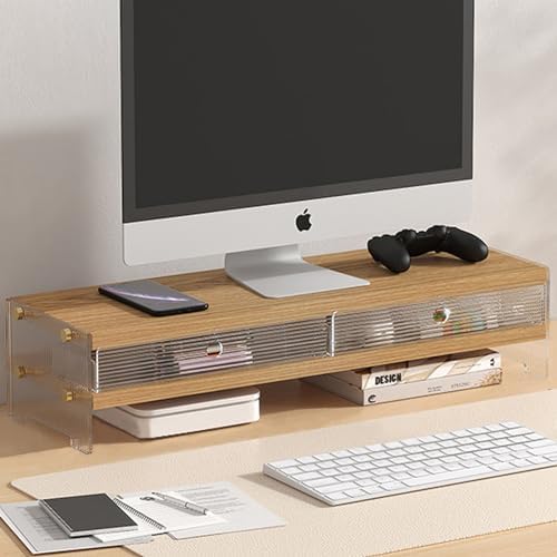 Amazon.com: YGYQZ Monitor Stand Drawer for Desk, 2 Tier Wood Computer ...