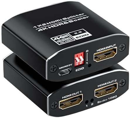 Amazon.com: LUKFOCAB 1x2 HDMI Splitter, HDR 4K@60Hz HDMI spliter 1 in 2 ...