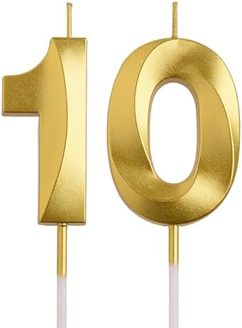 Amazon.com: AOOLADA 10th Birthday Candles, Rose Gold 10 Year Old Number ...
