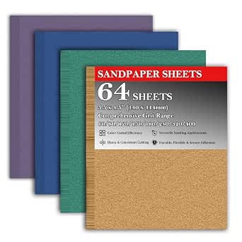 64 Pcs 1/4 Sheet Sandpaper, 60/80/120/150/180/240/320/400 Grit Sand ...