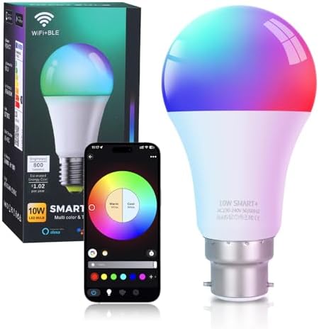 FRIDEKO HOME Smart Light Bulb - WiFi Bayonet Light Bulbs, LED Color ...