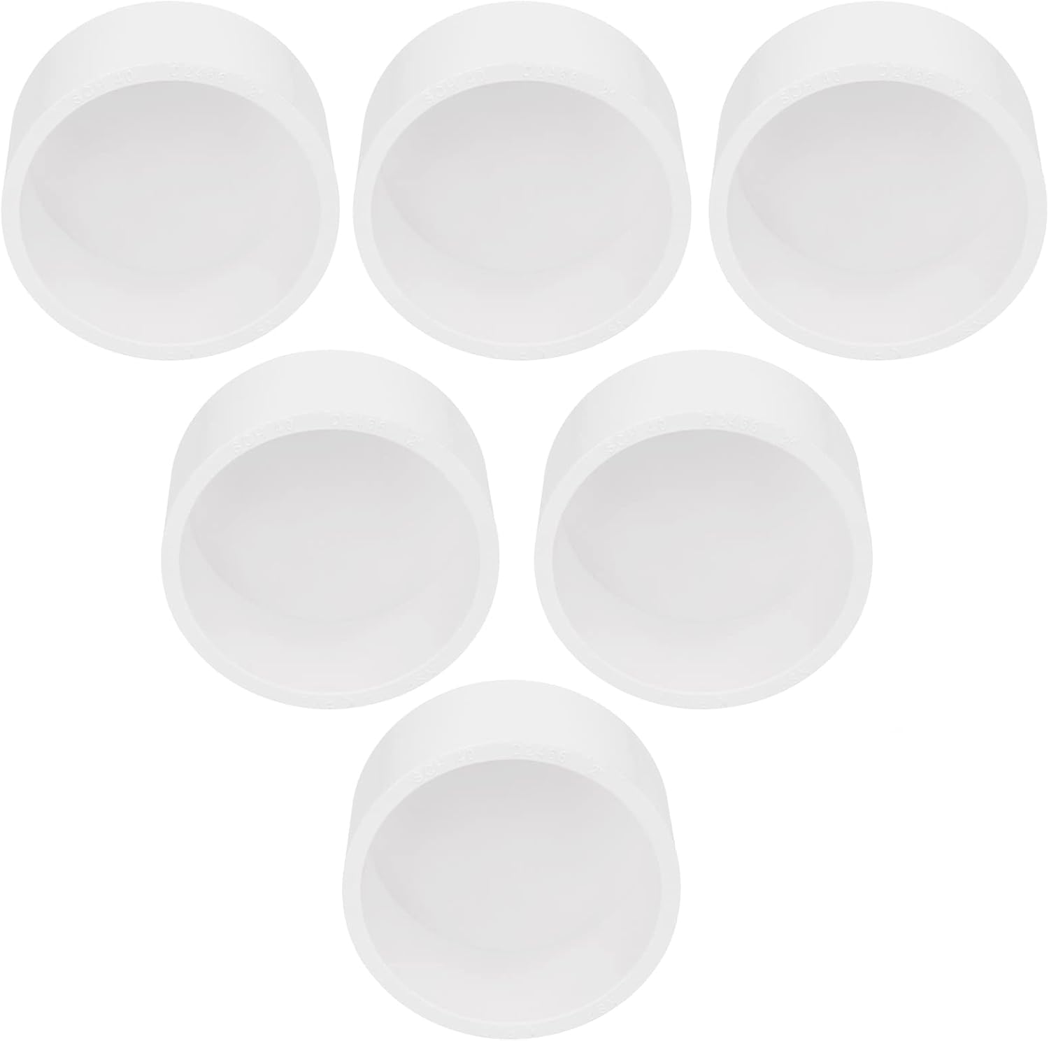 6 Pack 2" PVC Pipe End Cap Fitting, Schedule 40 Furniture Grade PVC ...