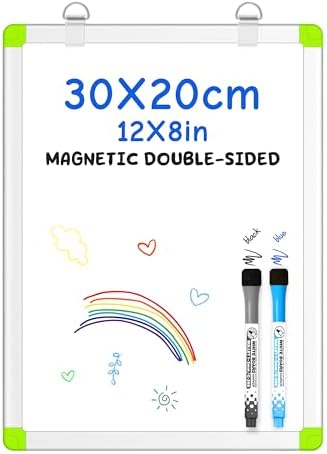 CUHIOY Small Whiteboard A4, 30 x 20 cm Portable Double Sided White ...