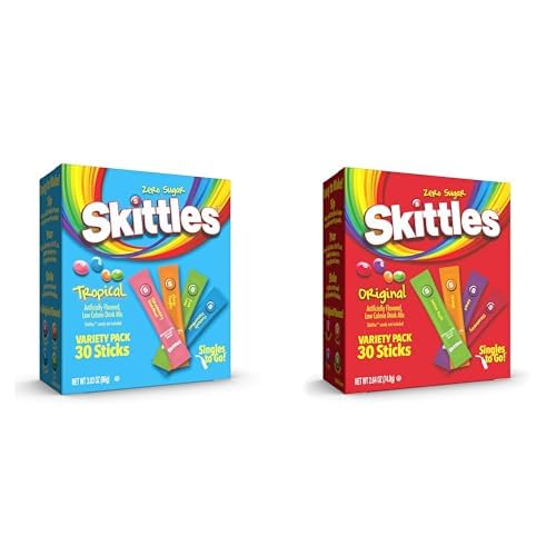 Amazon.com : Skittles Singles To Go Tropical & Original Flavors Variety ...