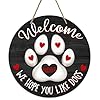 Amazon.com: Deroro Welcome We Hope You Like Dogs Front Door Sign, Dog ...