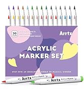 Amazon.com: Arrtx Acrylic Pens Paint Markers 32 Colors, Dual Tip ...