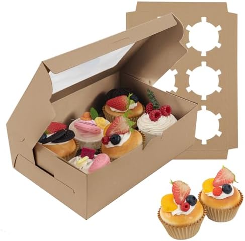 Amazon.com: QTLCOHD 100Pcs Cupcake Boxes 4 Count Cupcake Containers ...