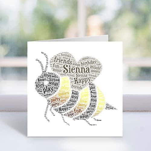Personalised Bumble Bee Word Art Card : Amazon.co.uk: Stationery ...
