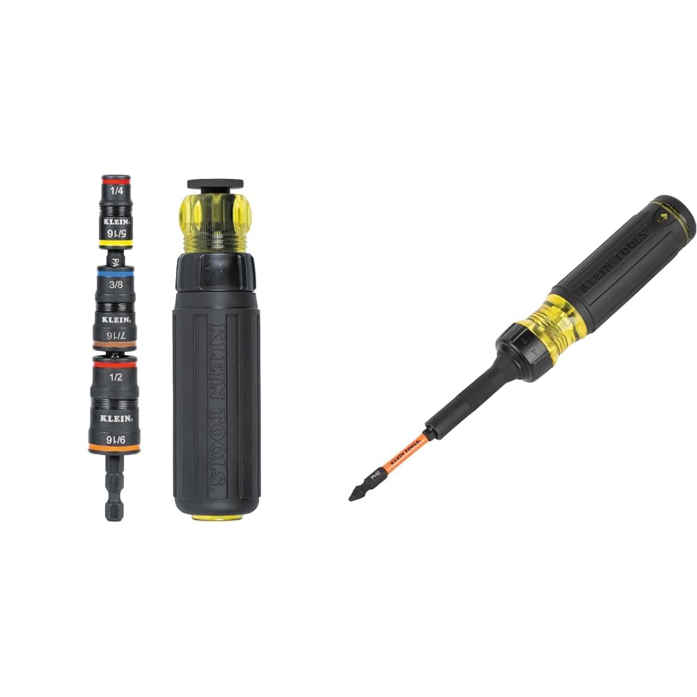 Klein Tools Impact Driver and Ratcheting Screwdriver Set with 7-in-1 ...
