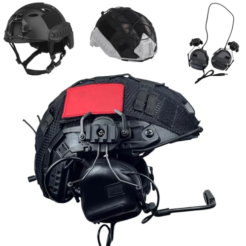 WQZXM Adjustable Tactical Helmet With Noise Headset,with NVG Dummy ...