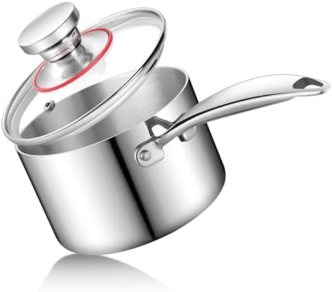 HaWare 1 Quart Saucepan with Lid, Tri-Ply Stainless Steel Sauce Pan ...